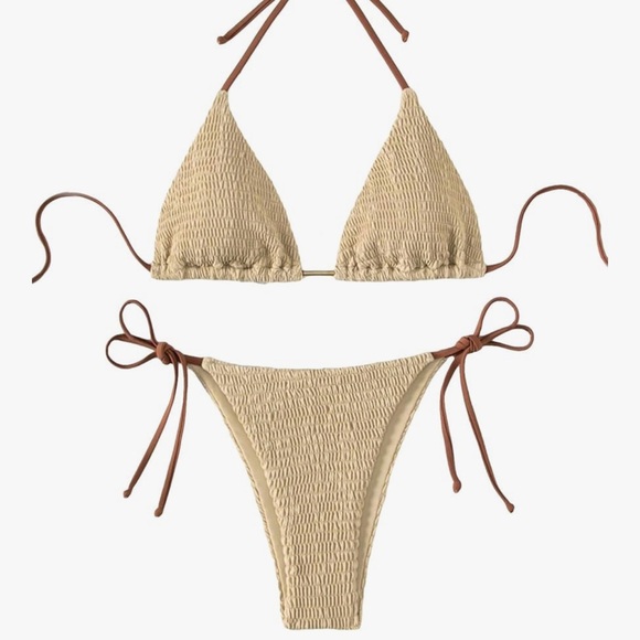 Amazon | Swim | Beige Triangle Bikini Set | Poshmark